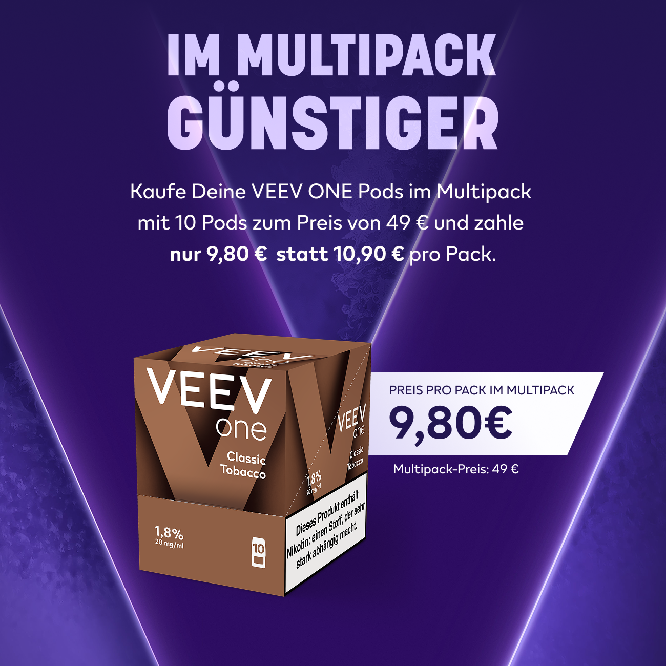 VEEV ONE Pods - Classic Tobacco | 2er Pack | VEEV DE