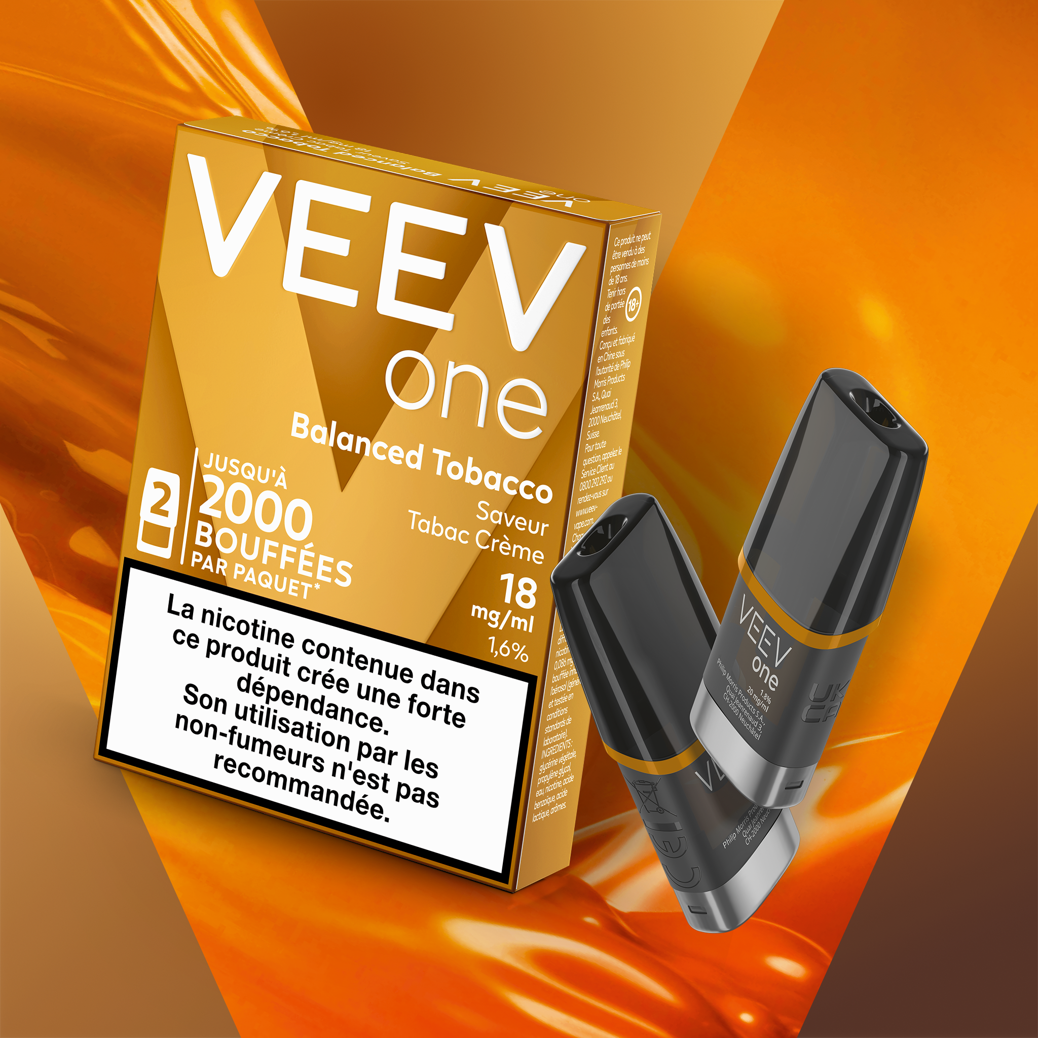 VEEV One Tabac Crème 1,6% paquet de 2 recharges | VEEV France