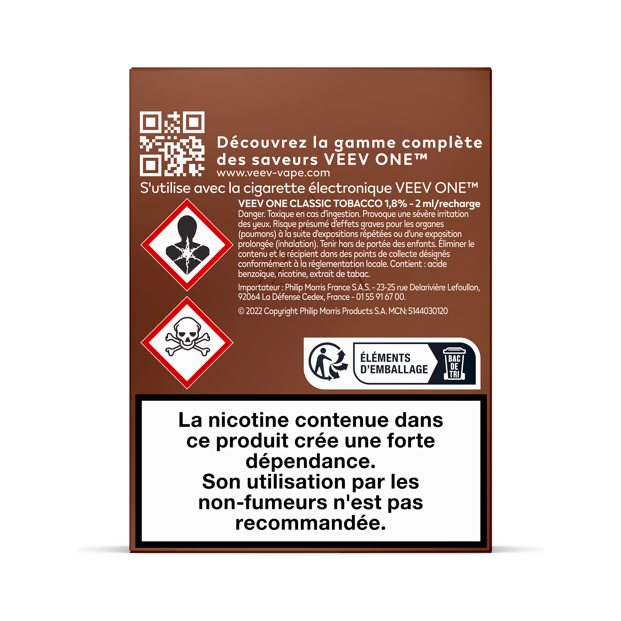 VEEV One Classic Tobacco 1.8% paquet de 2 recharges | VEEV France