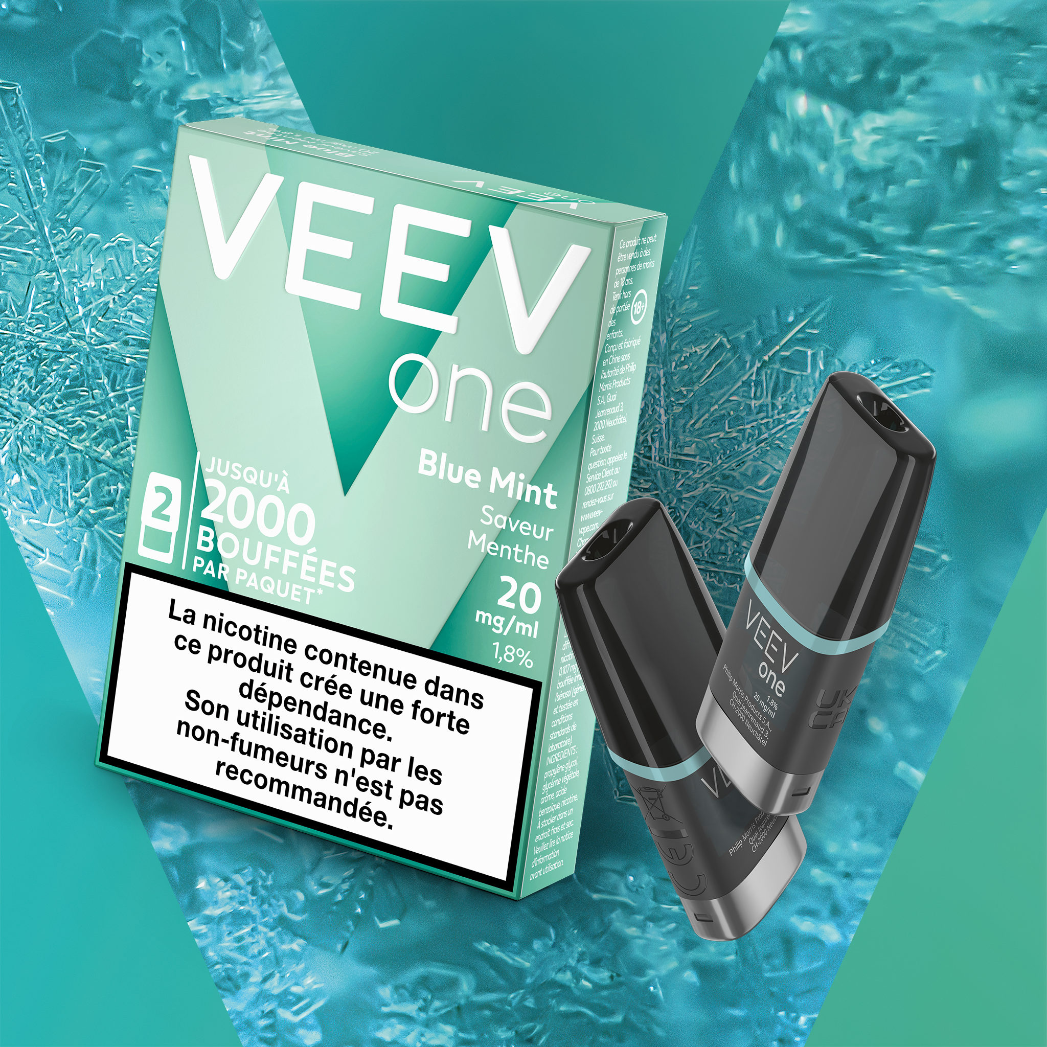 VEEV One Blue Mint 1.8% paquet de 2 recharges | VEEV France