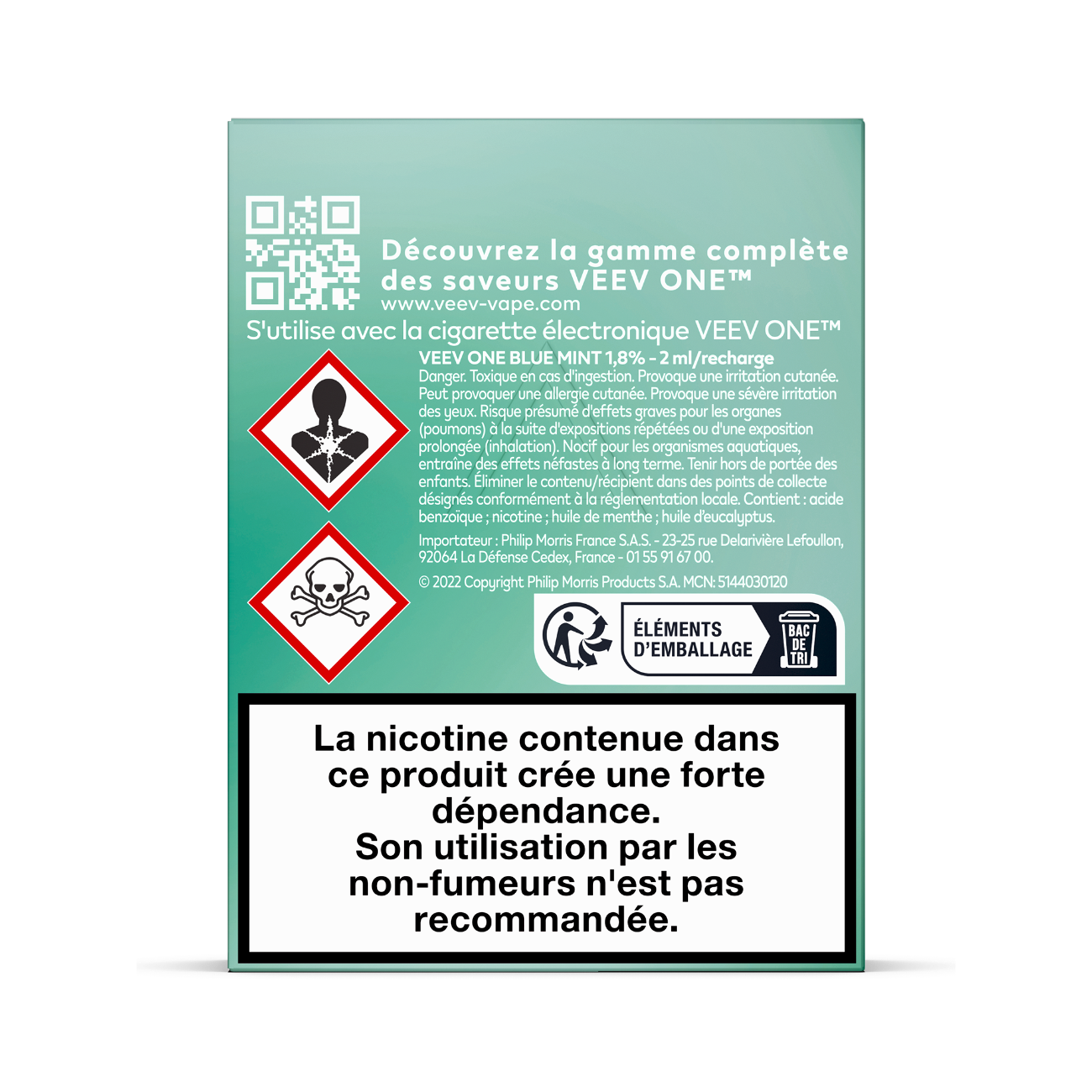 VEEV One Blue Mint 1.8% paquet de 2 recharges | VEEV France