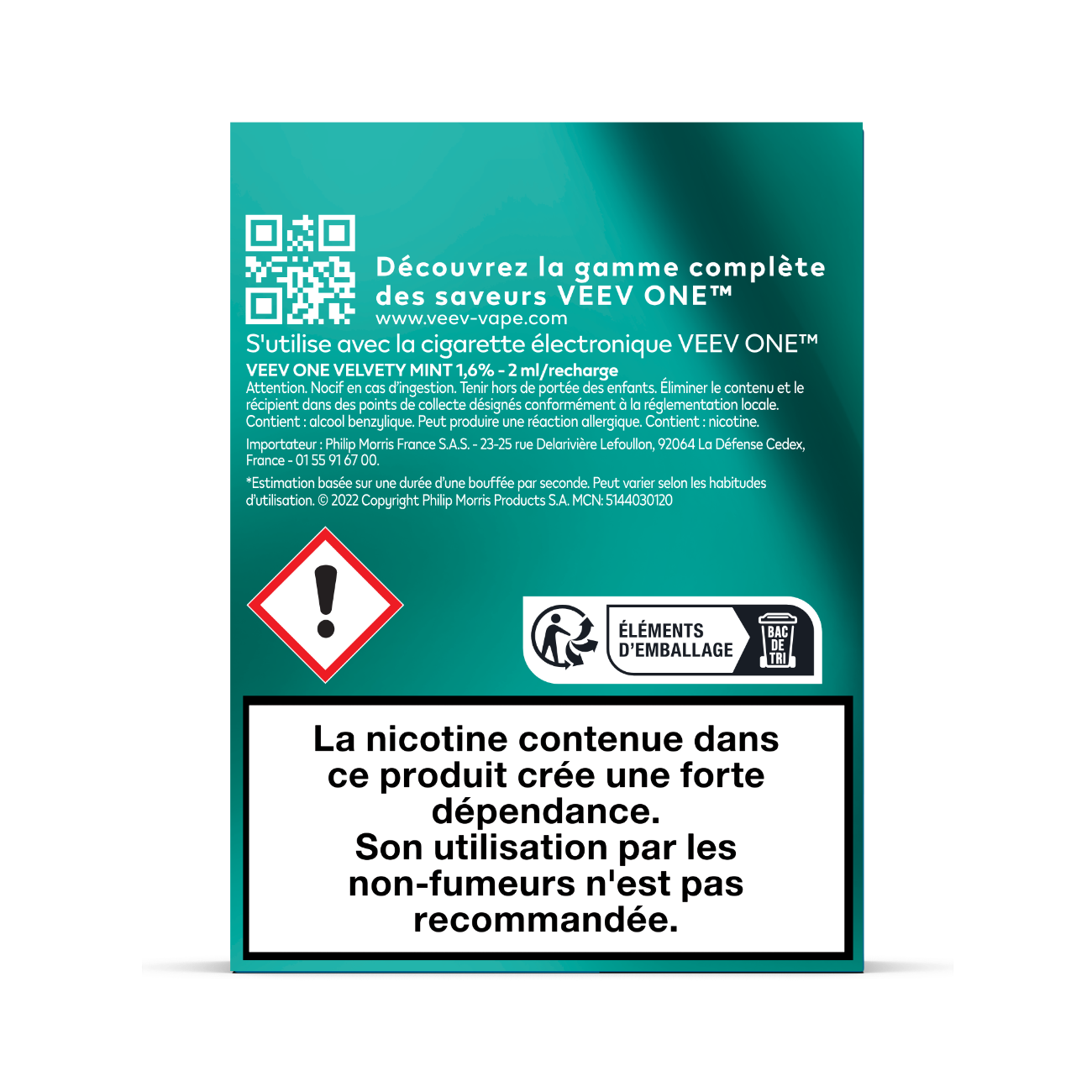 VEEV One Menthe Anis 1,6% paquet de 2 recharges | VEEV France