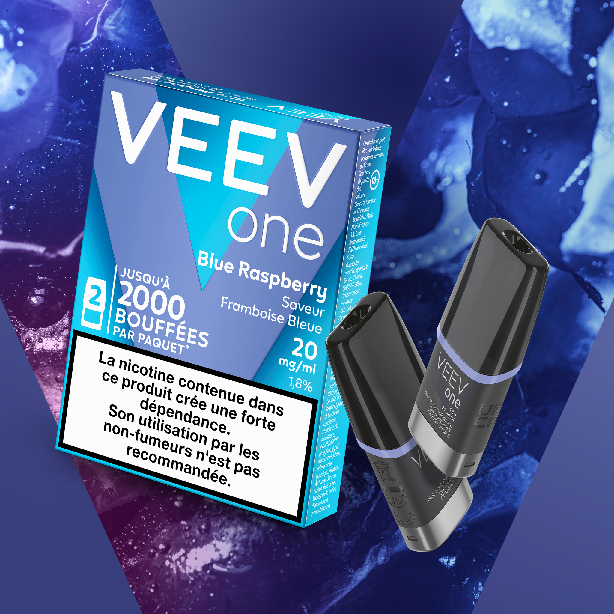 VEEV One Blue Raspberry 1.8% paquet de 2 recharges | VEEV France